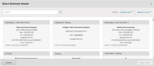 Create New Estimate Profile